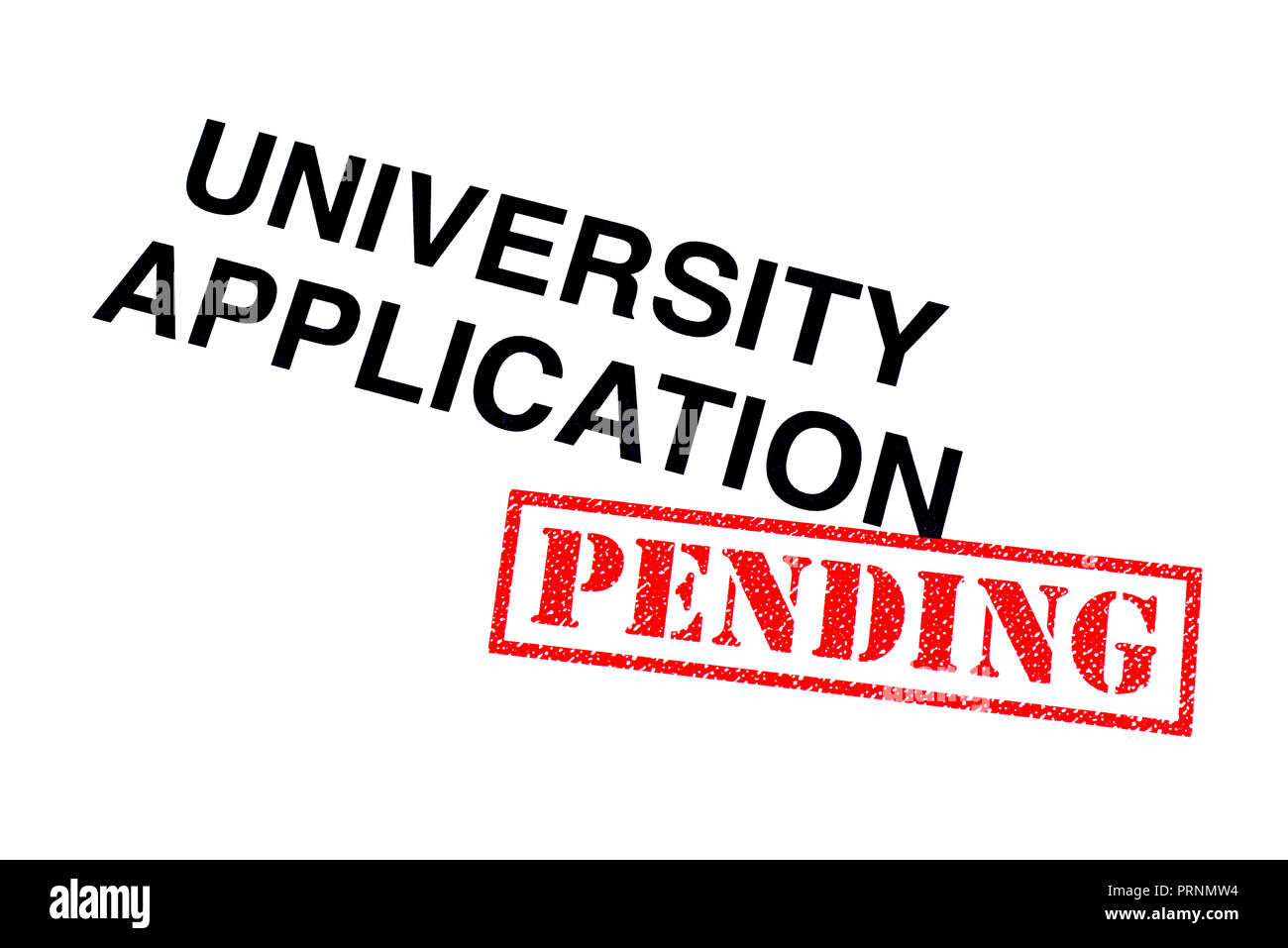 University Application heading stamped with a red PENDING rubber stamp ...