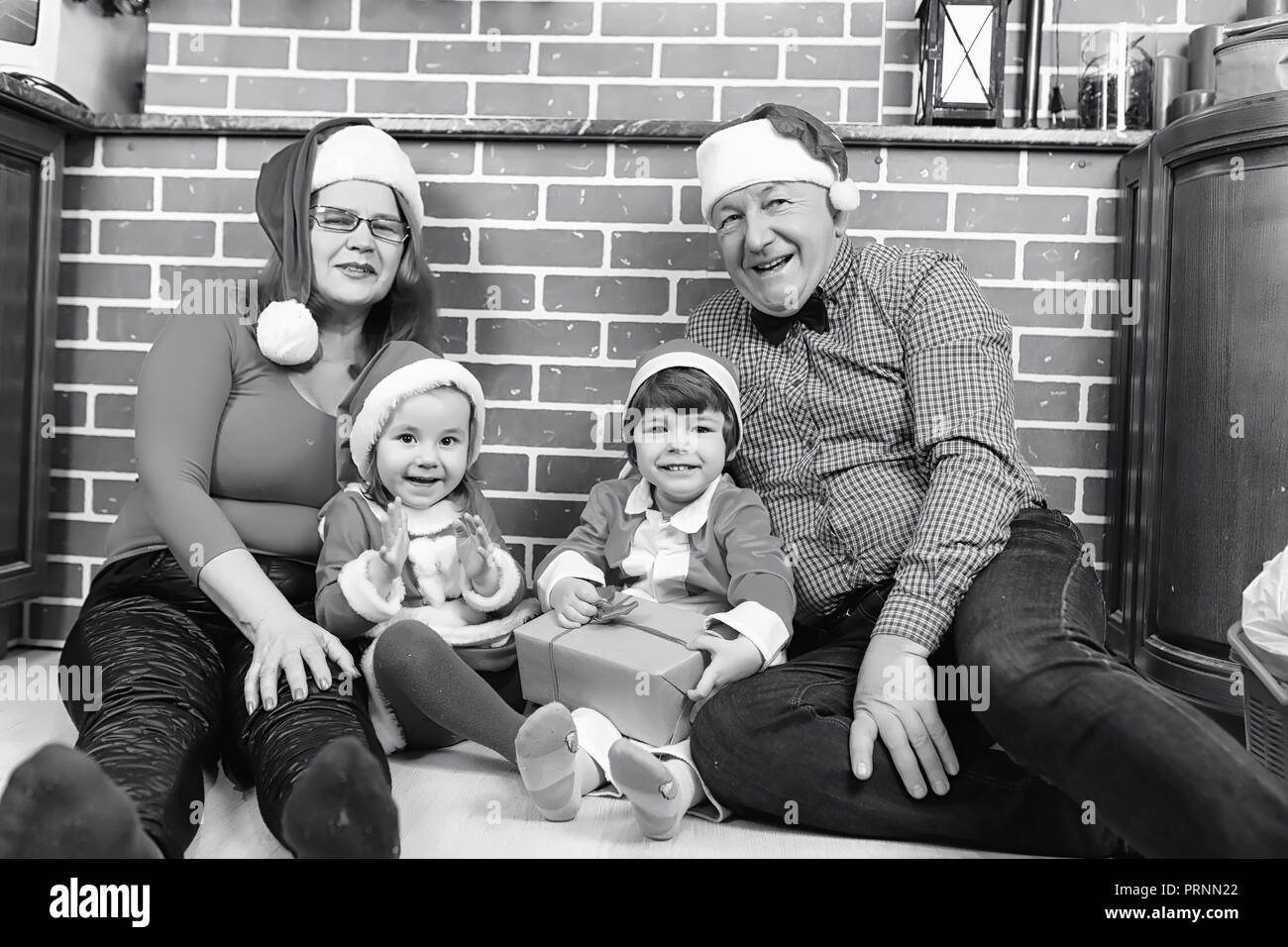 Santa Claus with kids Stock Photo - Alamy