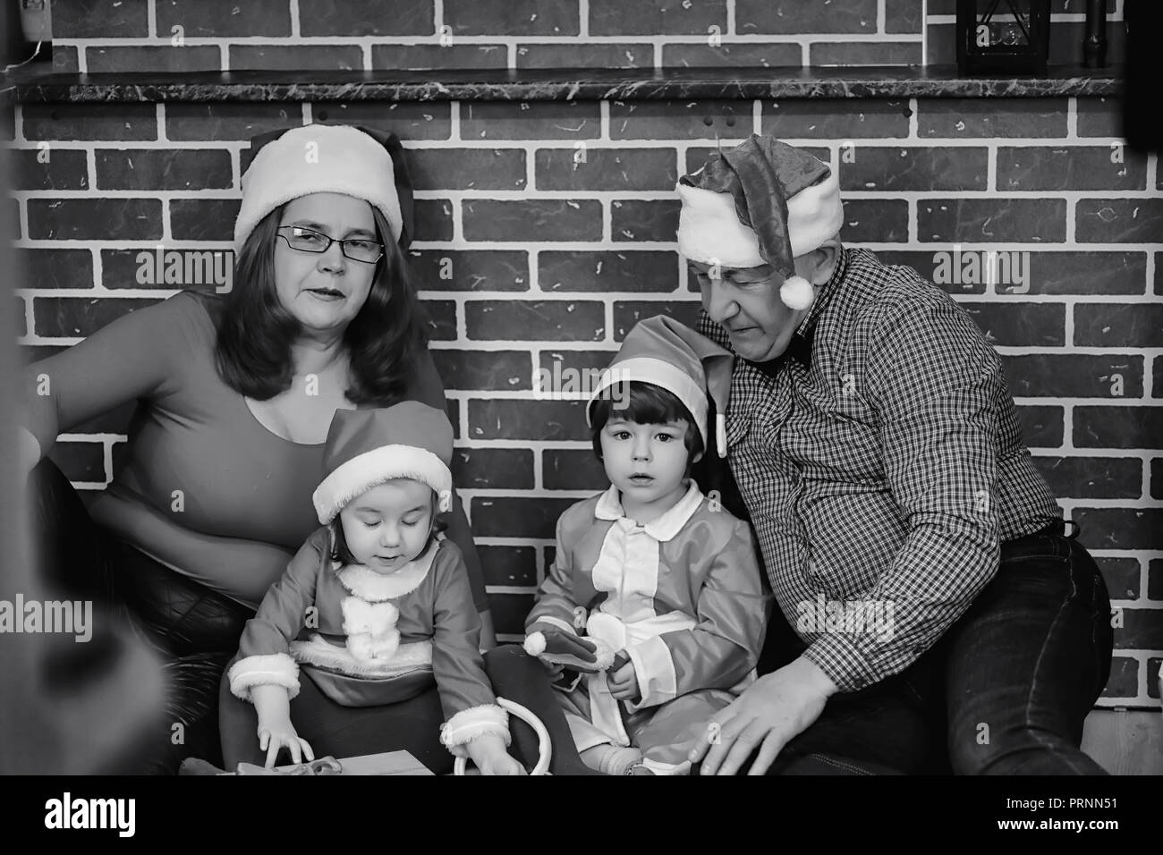 Santa Claus with kids Stock Photo - Alamy