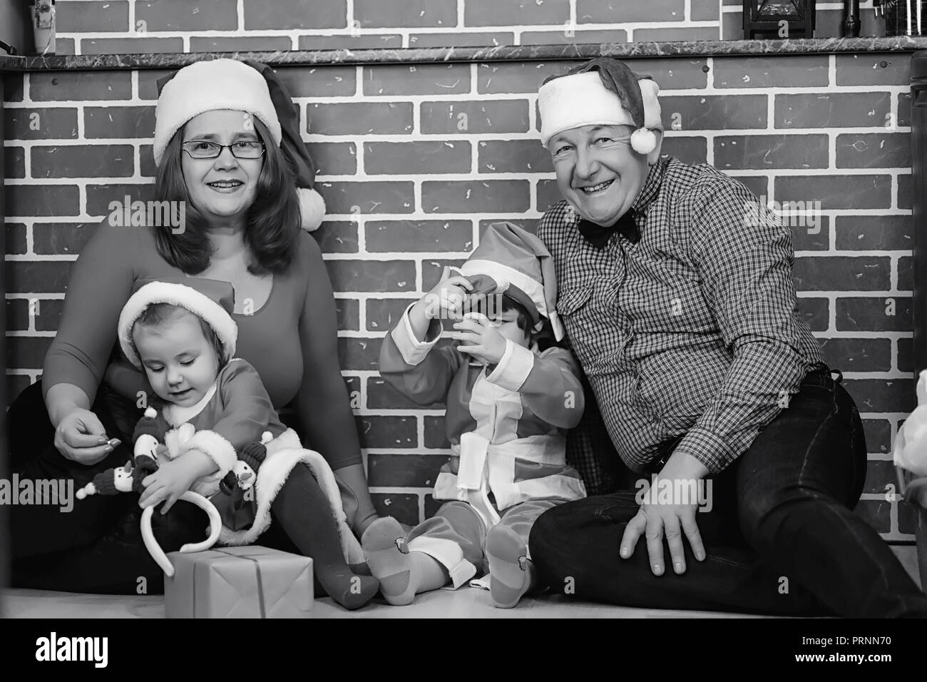 Santa Claus with kids Stock Photo - Alamy
