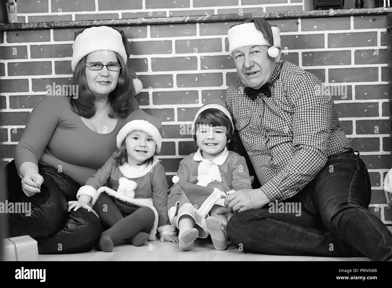 Santa Claus with kids Stock Photo - Alamy