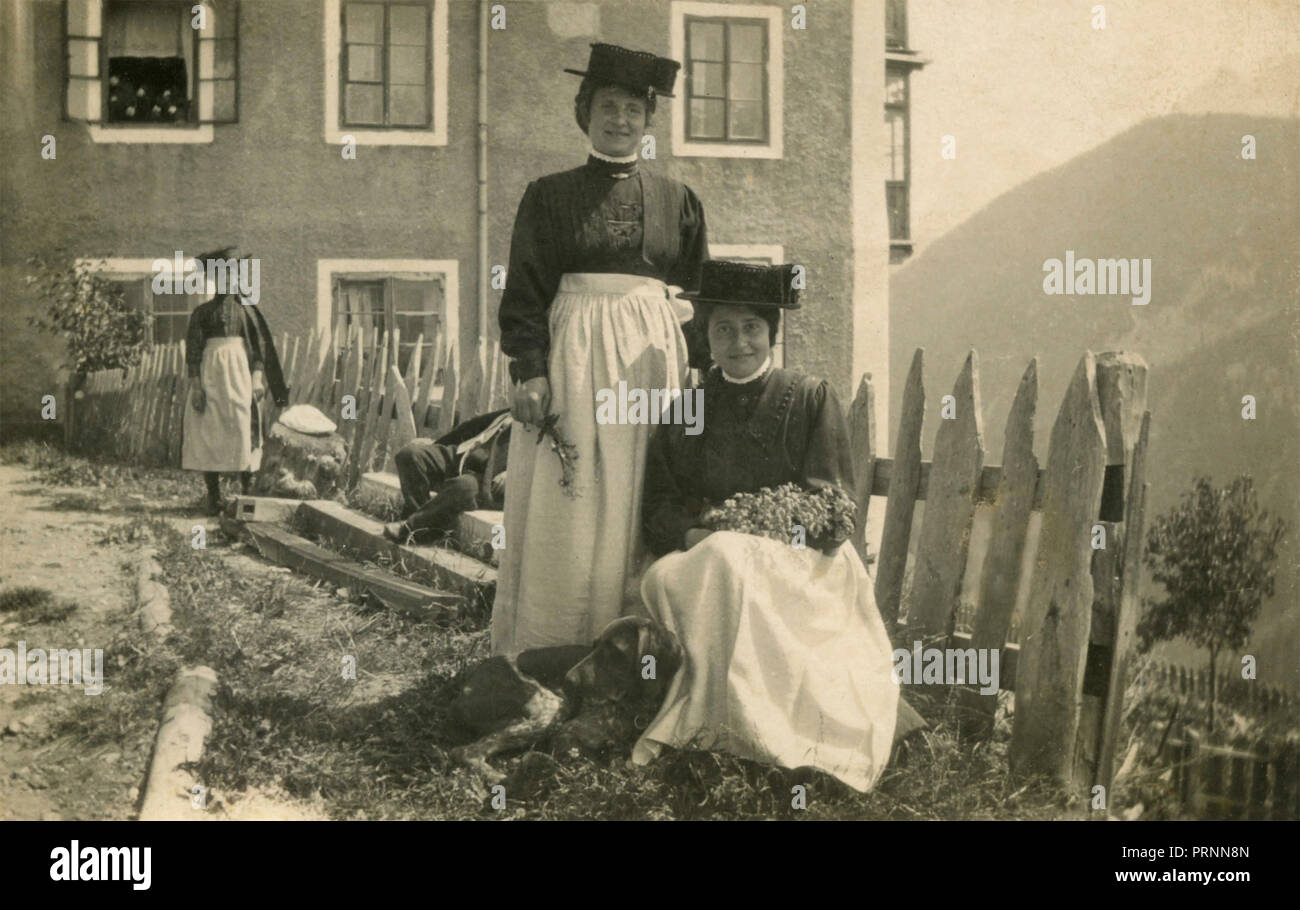 Group of women in traditional clothes, North Italy 1920s Stock Photo ...