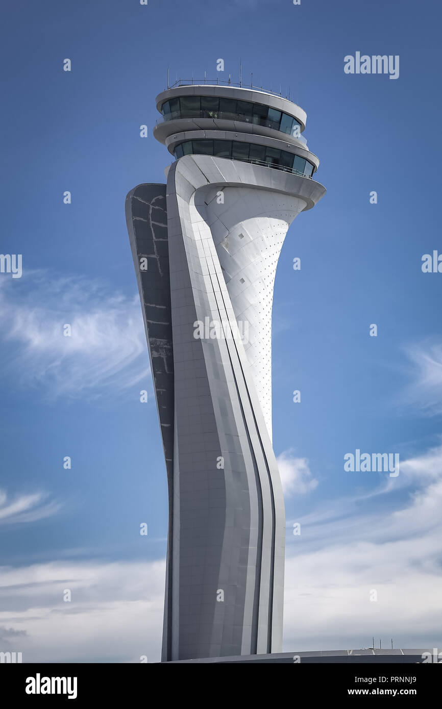 Air traffic control tower of Istanbul new Airport, Turkey Stock Photo ...