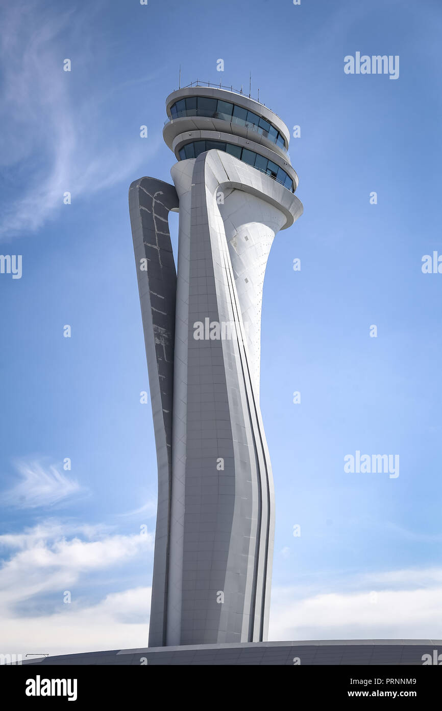 Air traffic control tower of Istanbul new Airport, Turkey Stock Photo ...