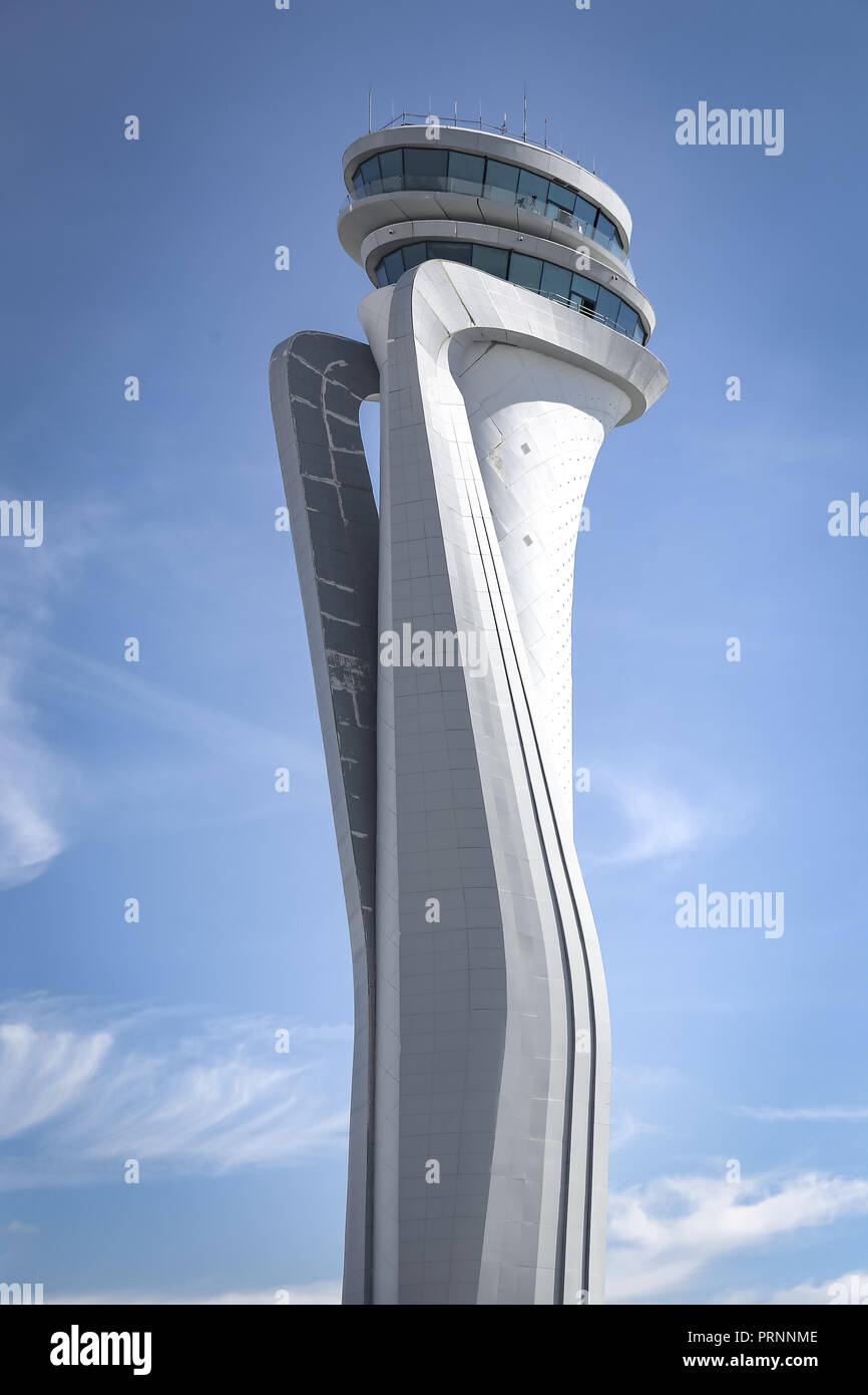 Air traffic control tower of Istanbul new Airport, Turkey Stock Photo ...