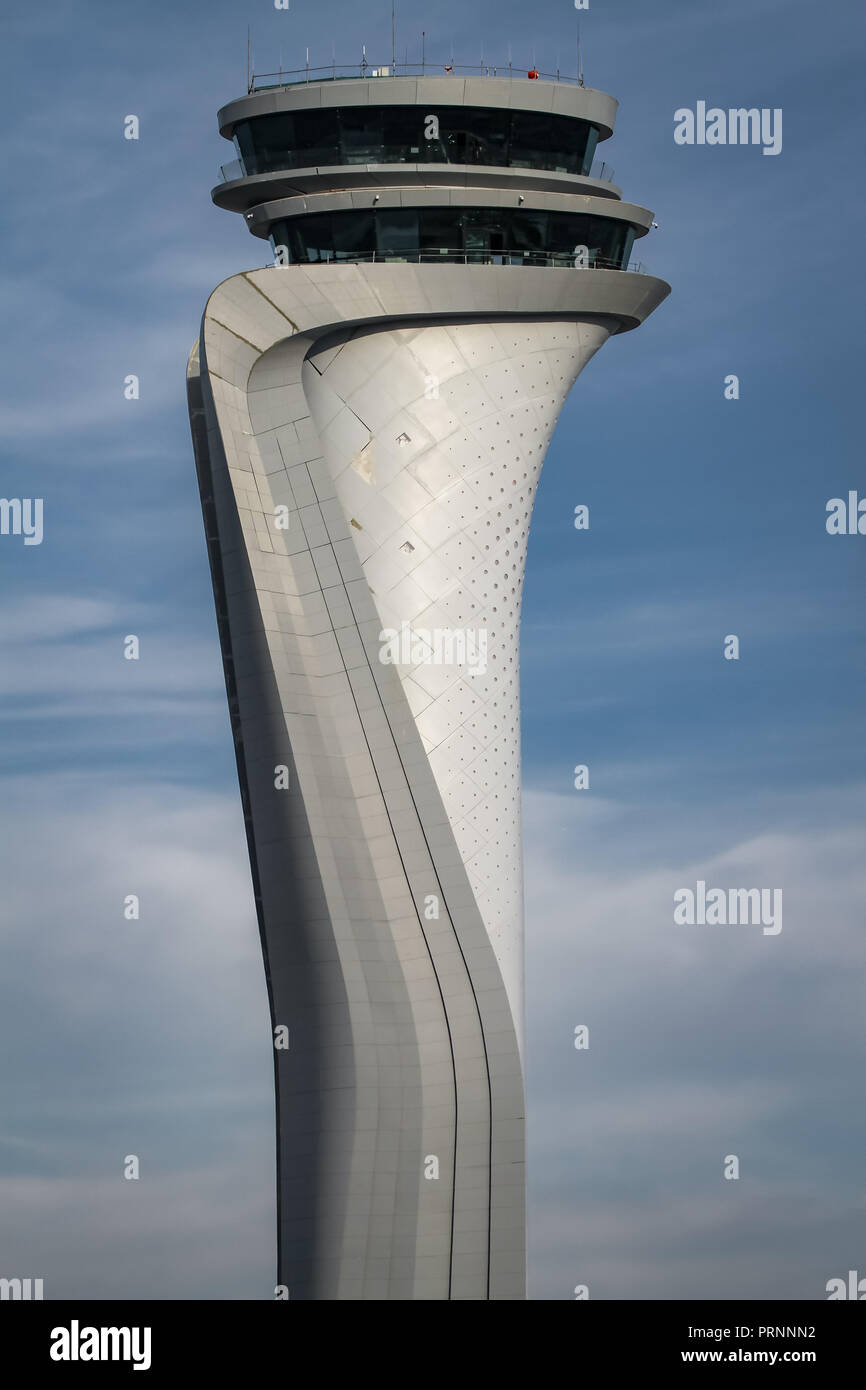 Air traffic control tower of Istanbul new Airport, Turkey Stock Photo ...