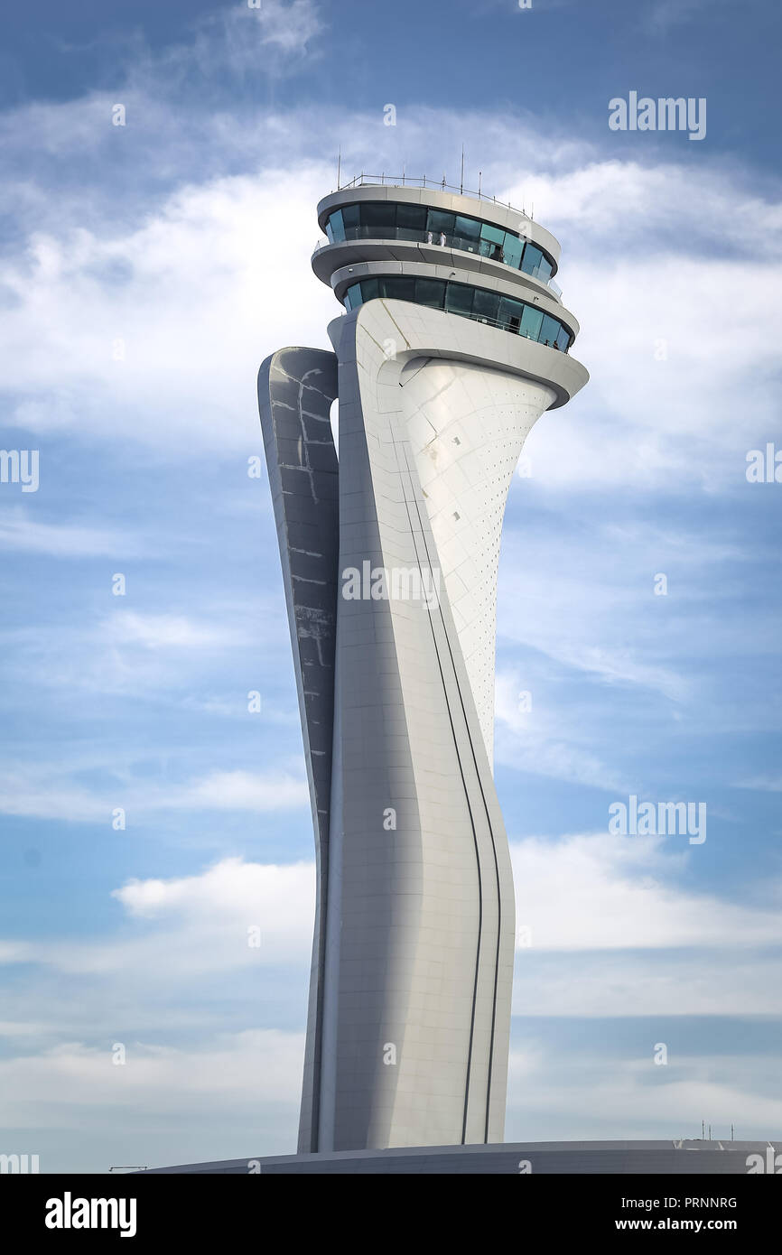 Air traffic control tower of Istanbul new Airport, Turkey Stock Photo ...