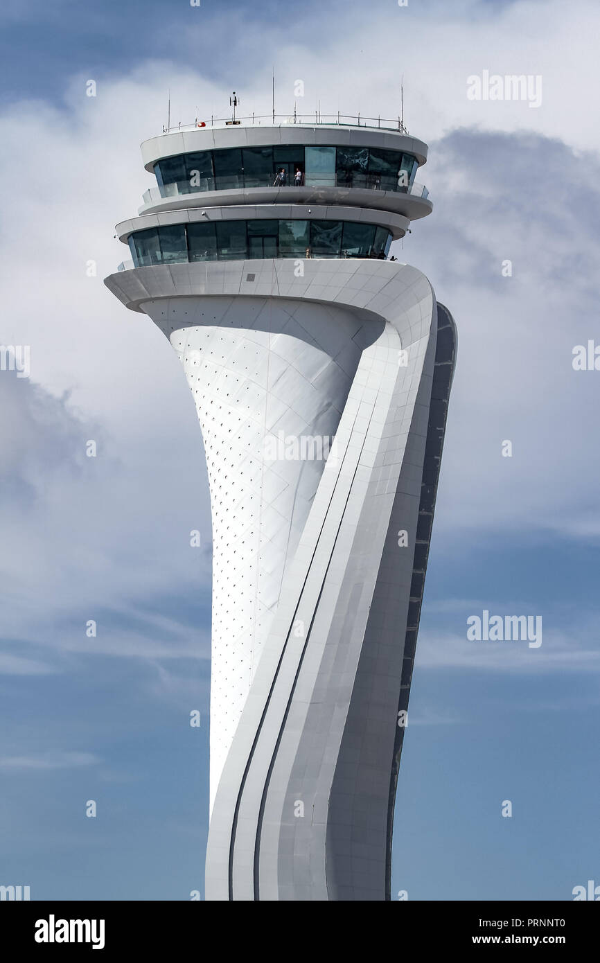 Air traffic control tower of Istanbul new Airport, Turkey Stock Photo ...