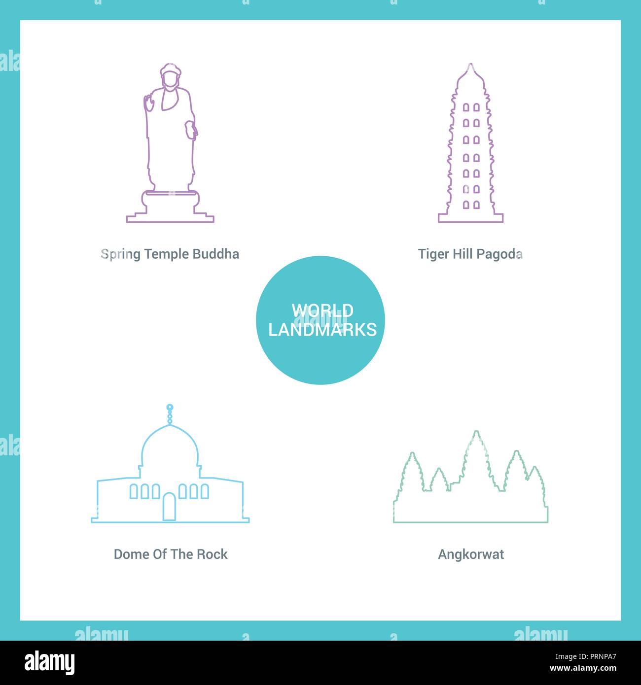 World Famous landmarks and monuments design with white background ...