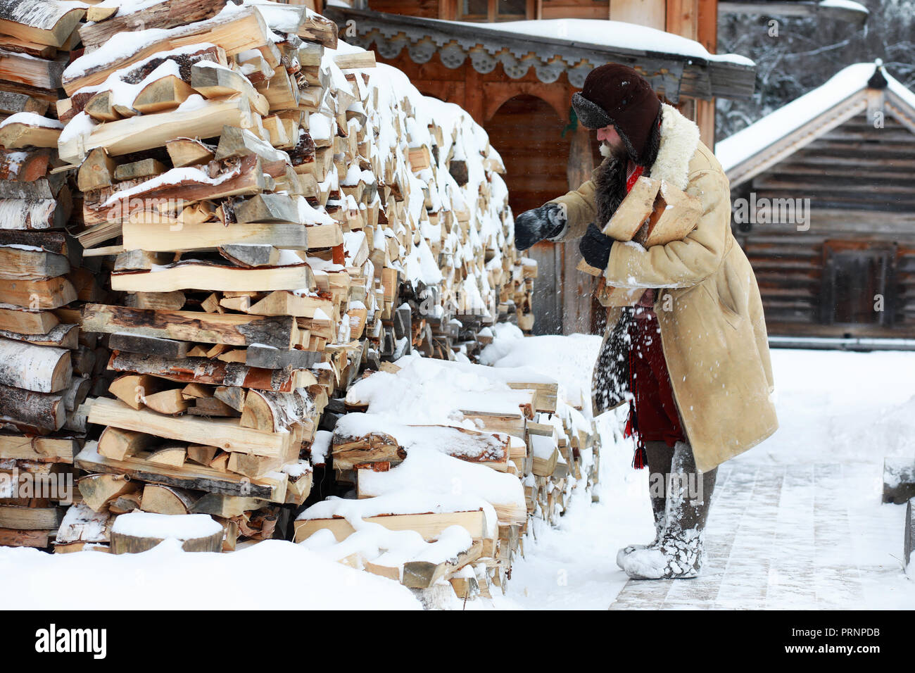 Traditional winter costume of peasant medieval age in russia Stock ...