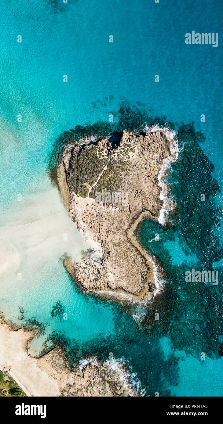 aerial view of empty little island in blue sea, Cyprus Stock Photo - Alamy