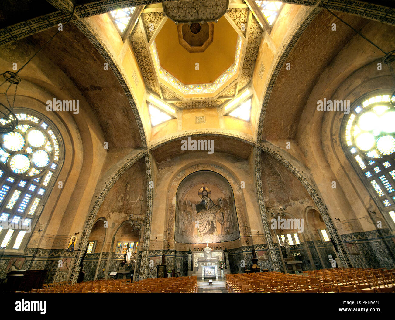 The interior of the Church of Saint-Julien in Domfront, Normandy Stock ...