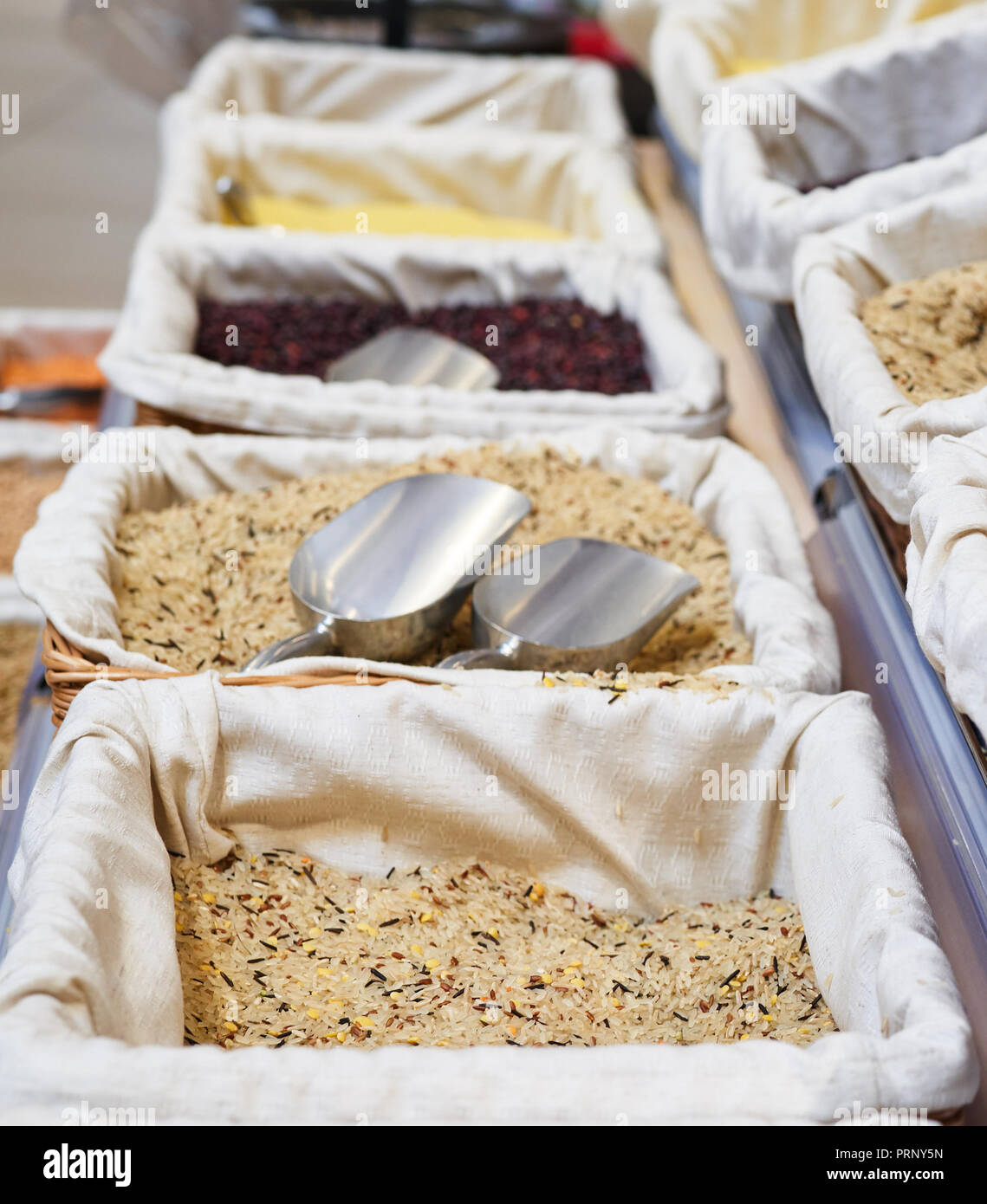 Variety of healthy grains and seeds in supermarket Stock Photo - Alamy