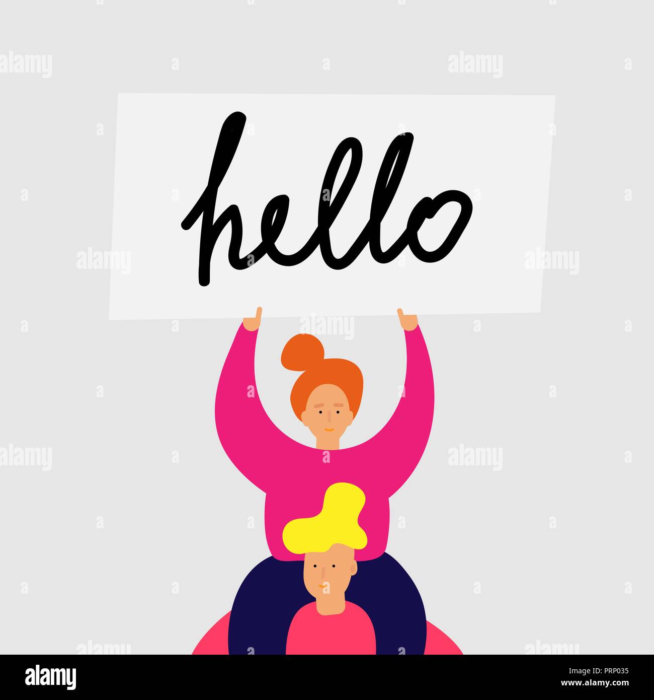 People hold banner Hello Stock Vector Image & Art - Alamy