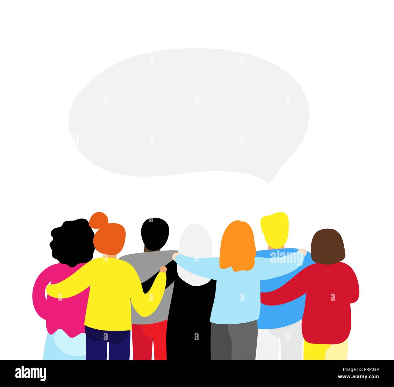 Friends forever. Friendly group of people hugging Stock Vector Image ...