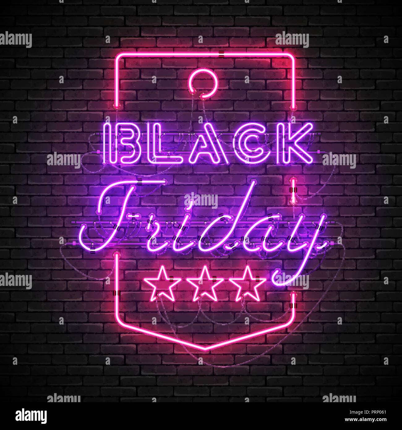 Shining and glowing realistic BLACK FRIDAY purple neon sign in red ...