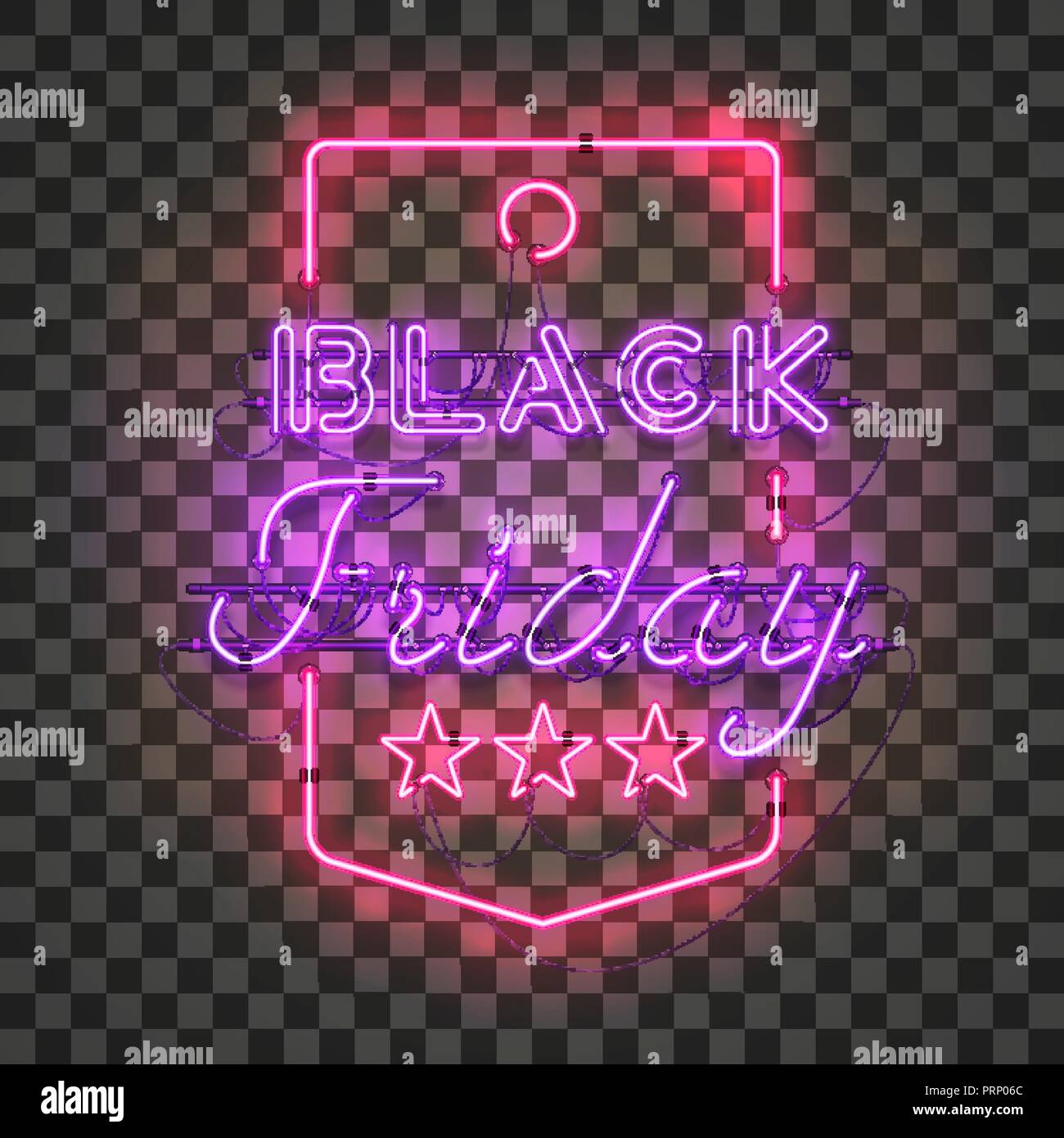 Shining and glowing realistic BLACK FRIDAY purple neon sign in red ...