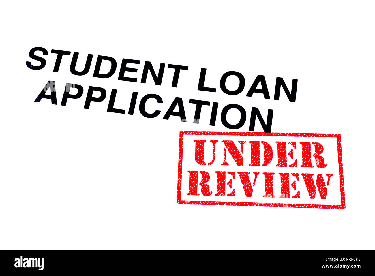 Student Loan Application heading stamped with a red UNDER REVIEW rubber ...