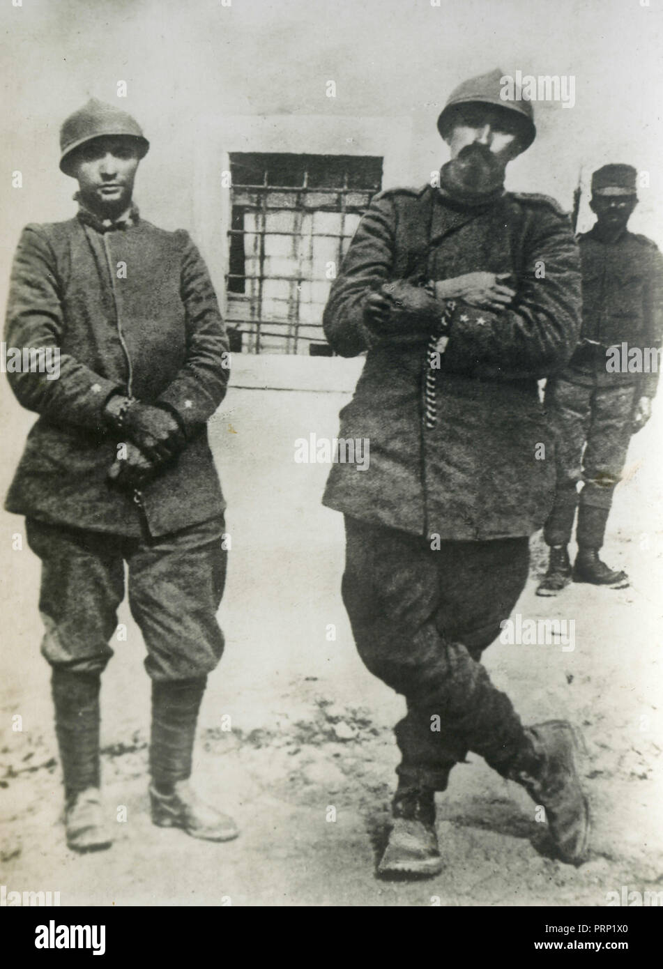 Italian patriots Cesare Battisti and Fabio Filzi prisoners in Aldeno ...