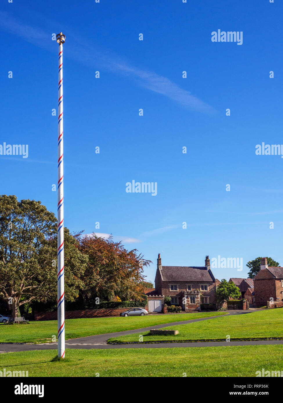 Maypole on the village green at Aldborough near Boroughbridge North ...
