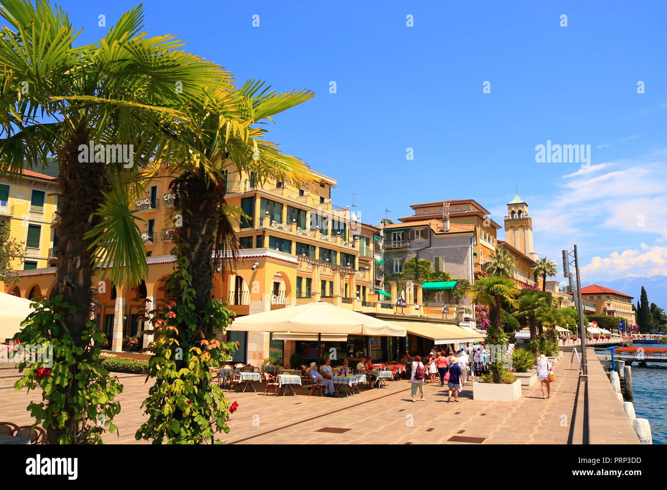 Beautiful view of Gardone Riviera town embankment Garda Lake Italy ...