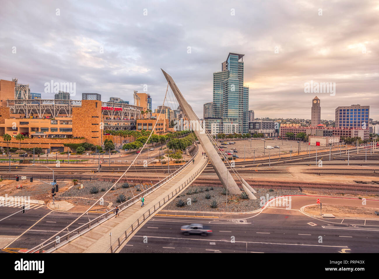 San Diego, California, USA. View of the Harbor Drive Pedestrian Bridge ...