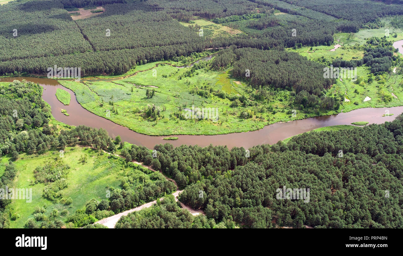 Aerial landscape - natural river Stock Photo - Alamy
