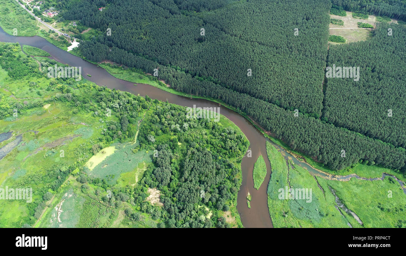 Aerial landscape - natural river Stock Photo - Alamy