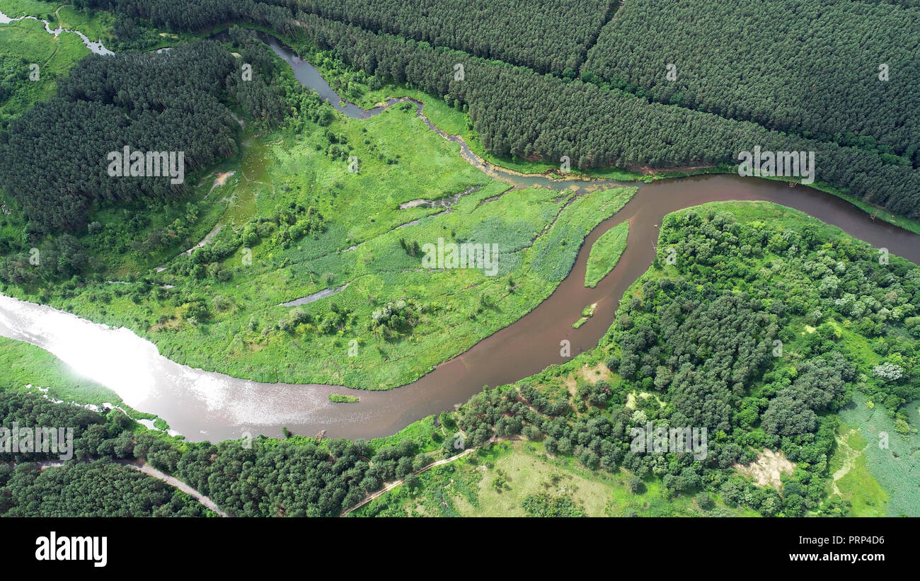 Aerial landscape - natural river Stock Photo - Alamy