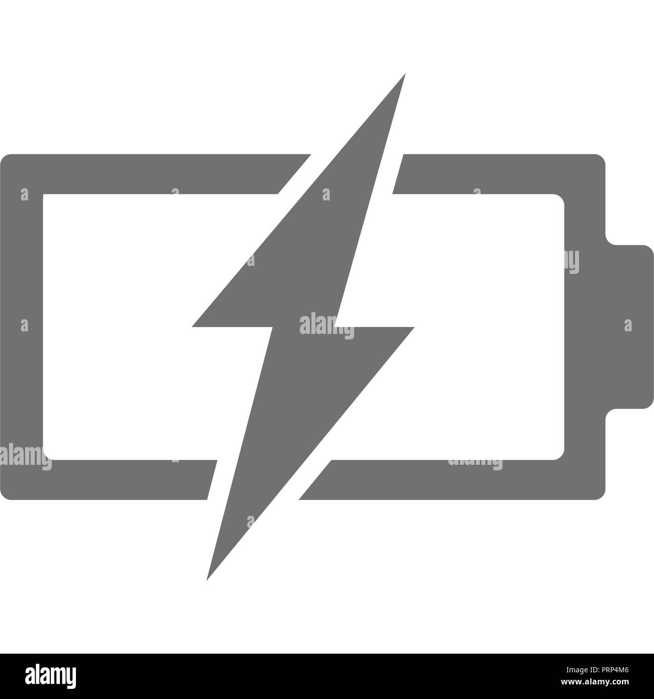 Vector power battery with lightning bolt icon. Fully discharged ...
