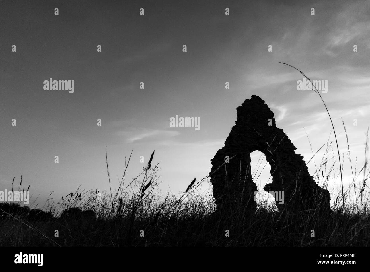 Midley Ruin Black & White Stock Photo - Alamy