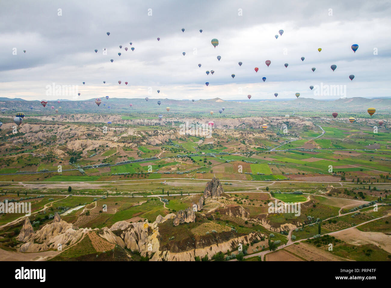 Turkey, balloons in Cappadocia, Goreme park, view from above Stock ...