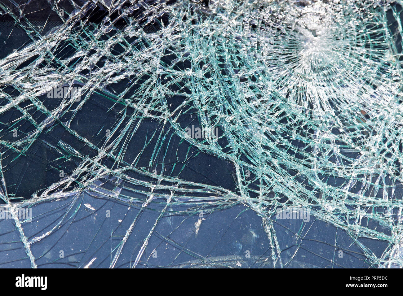 Shattered Glass Broken Windscreen in Traffic Accident Stock Photo - Alamy