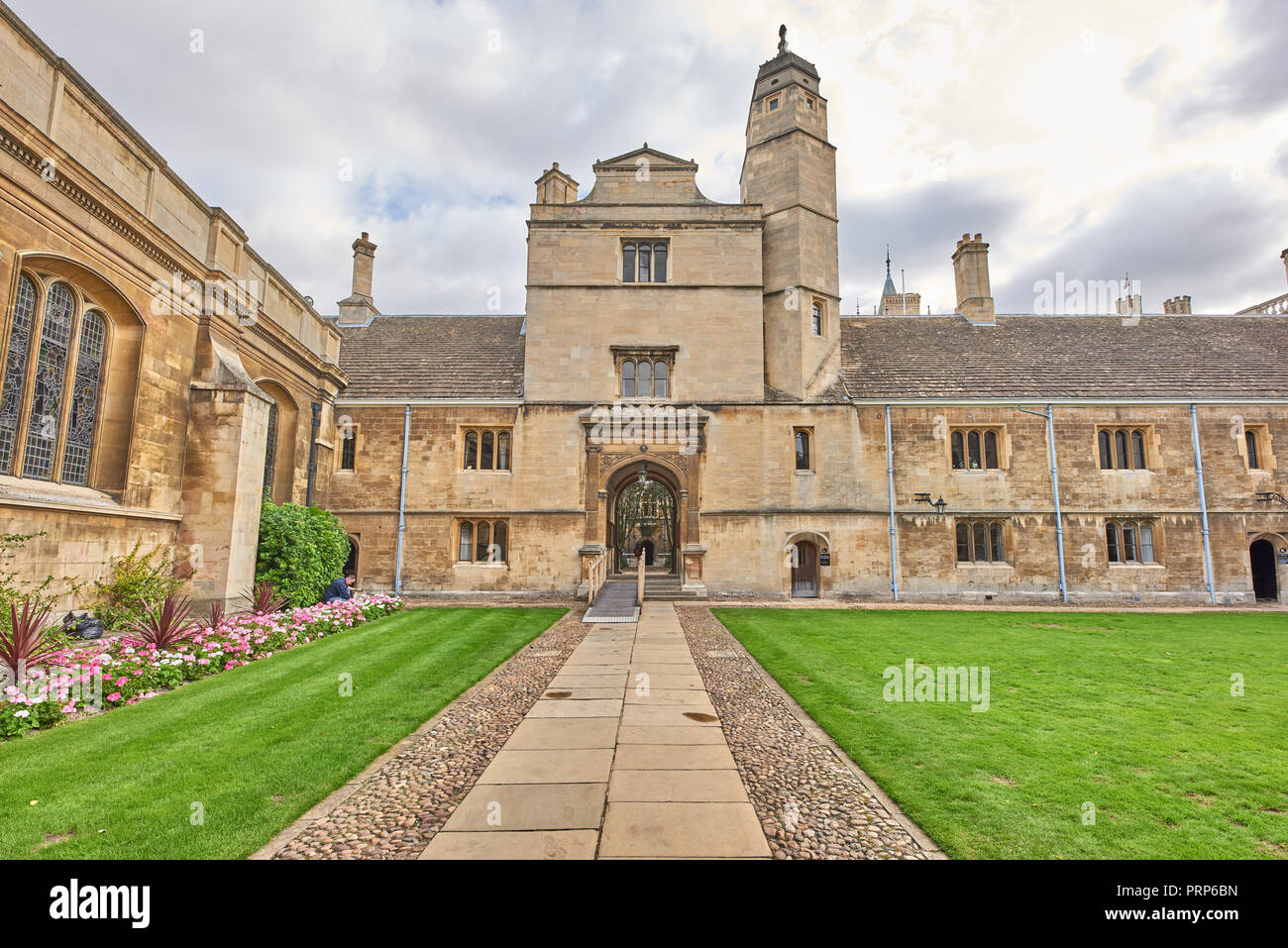 Inner courtyard of Gonville and Caius college at the university of ...