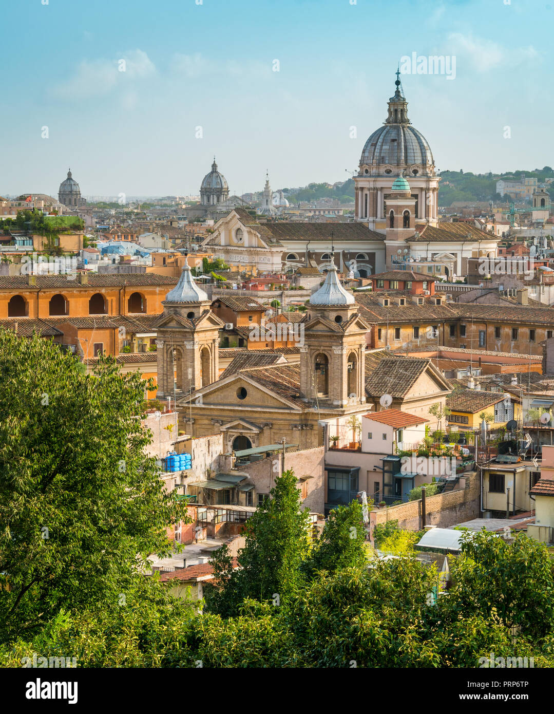 Panoramic sight from the Pincio Terrace with the dome of the Basilica ...