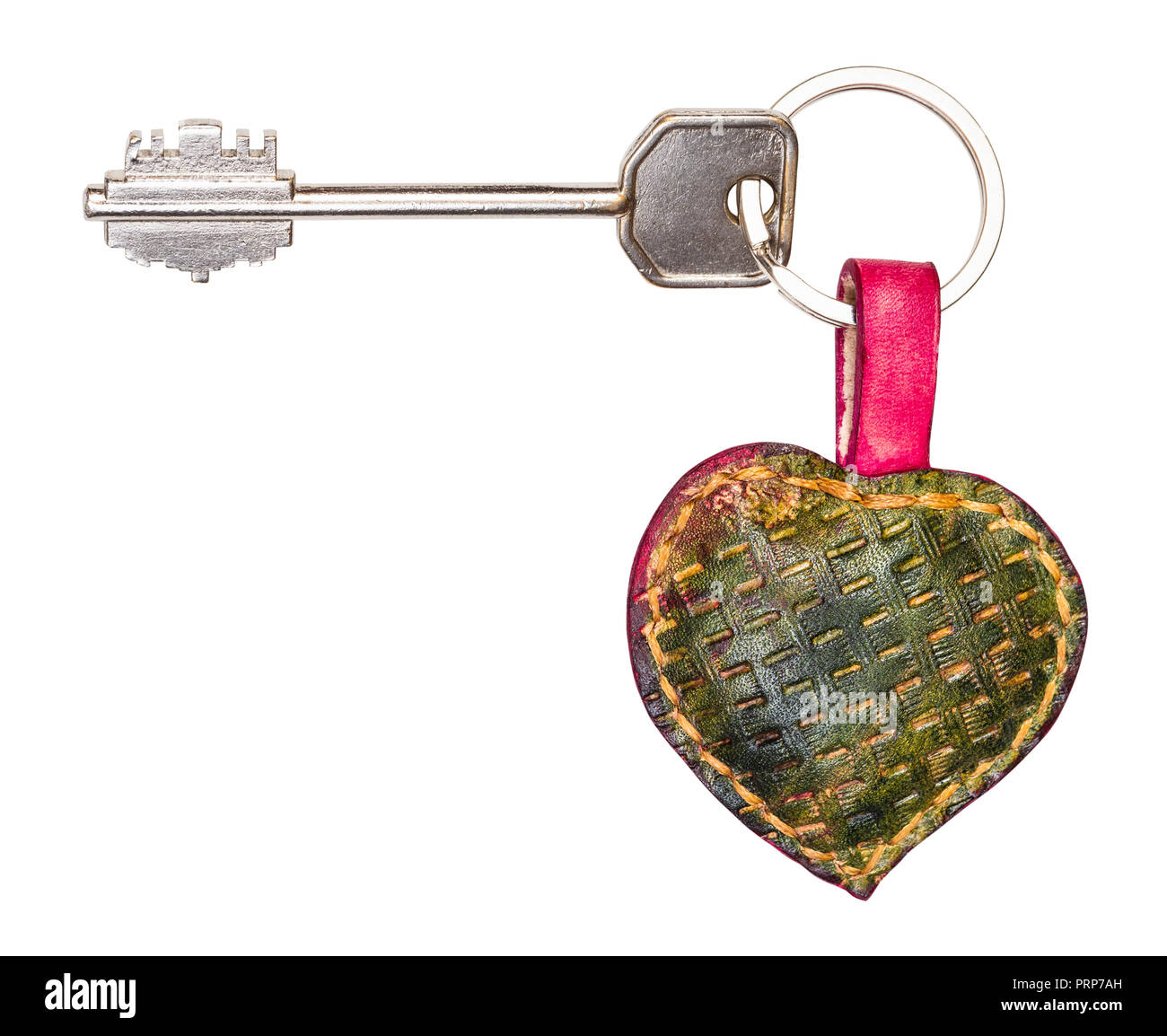 big door key with handmade green colored embossed leather heart shaped ...
