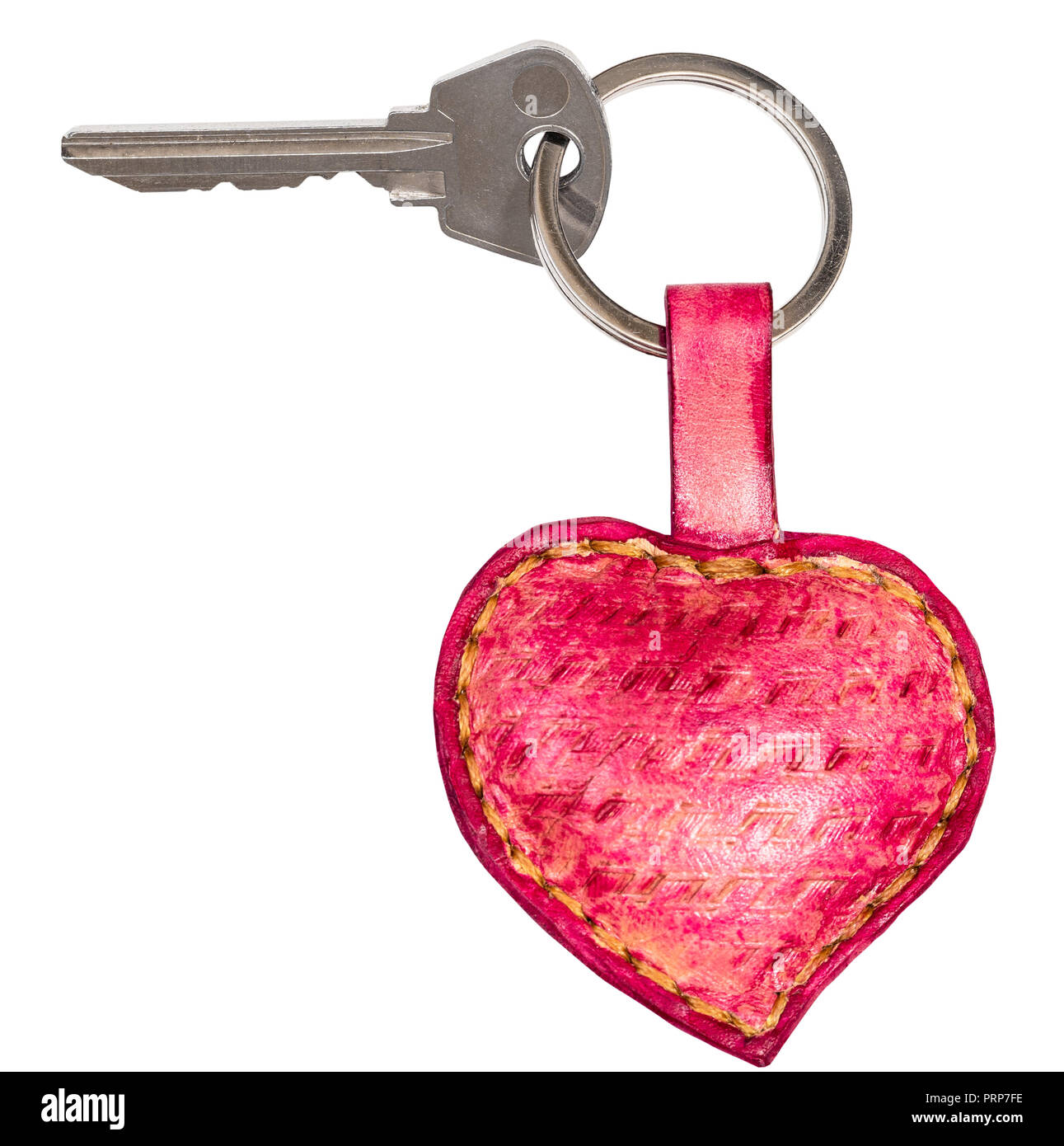door key with handmade pink colored embossed leather heart shaped key ...