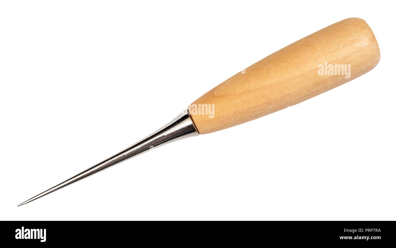 new awl with wooden handle cut out on white background Stock Photo - Alamy