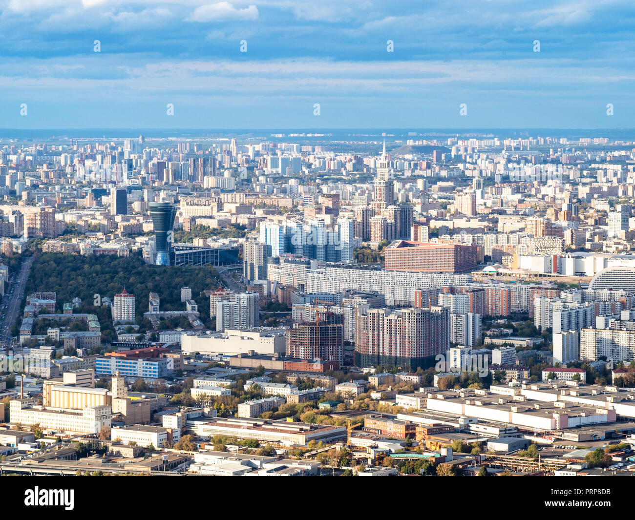 aerial view of north of Moscow from observation deck High Port 354 in ...