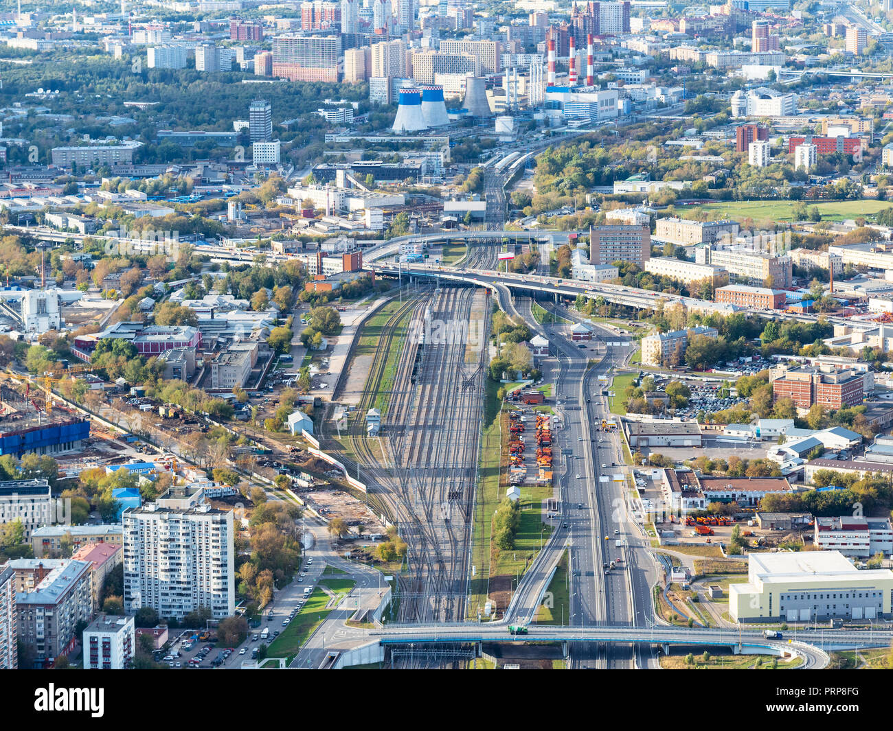 aerial view of Third Ring Road and Railway Central Circle on northwest ...