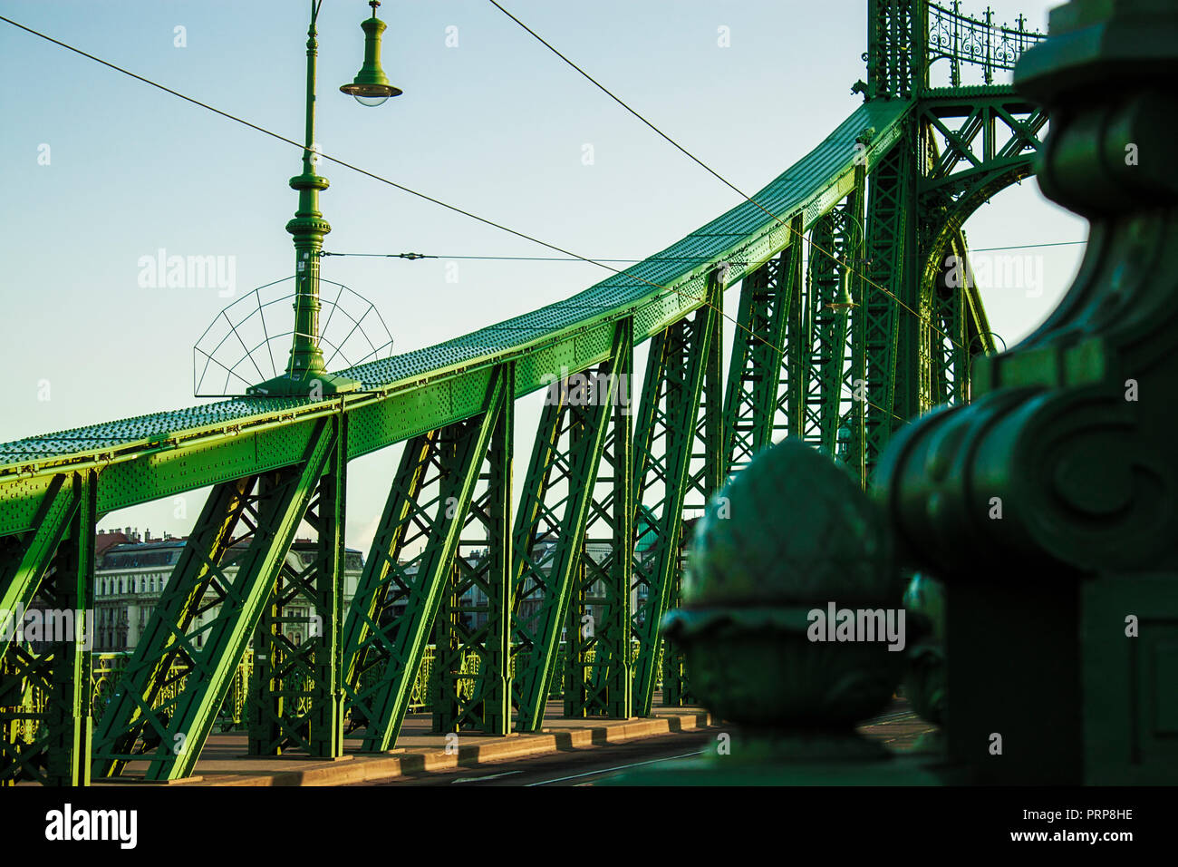 Detail of Liberty Bridge or Freedom Bridge, connecting Buda and Pest ...