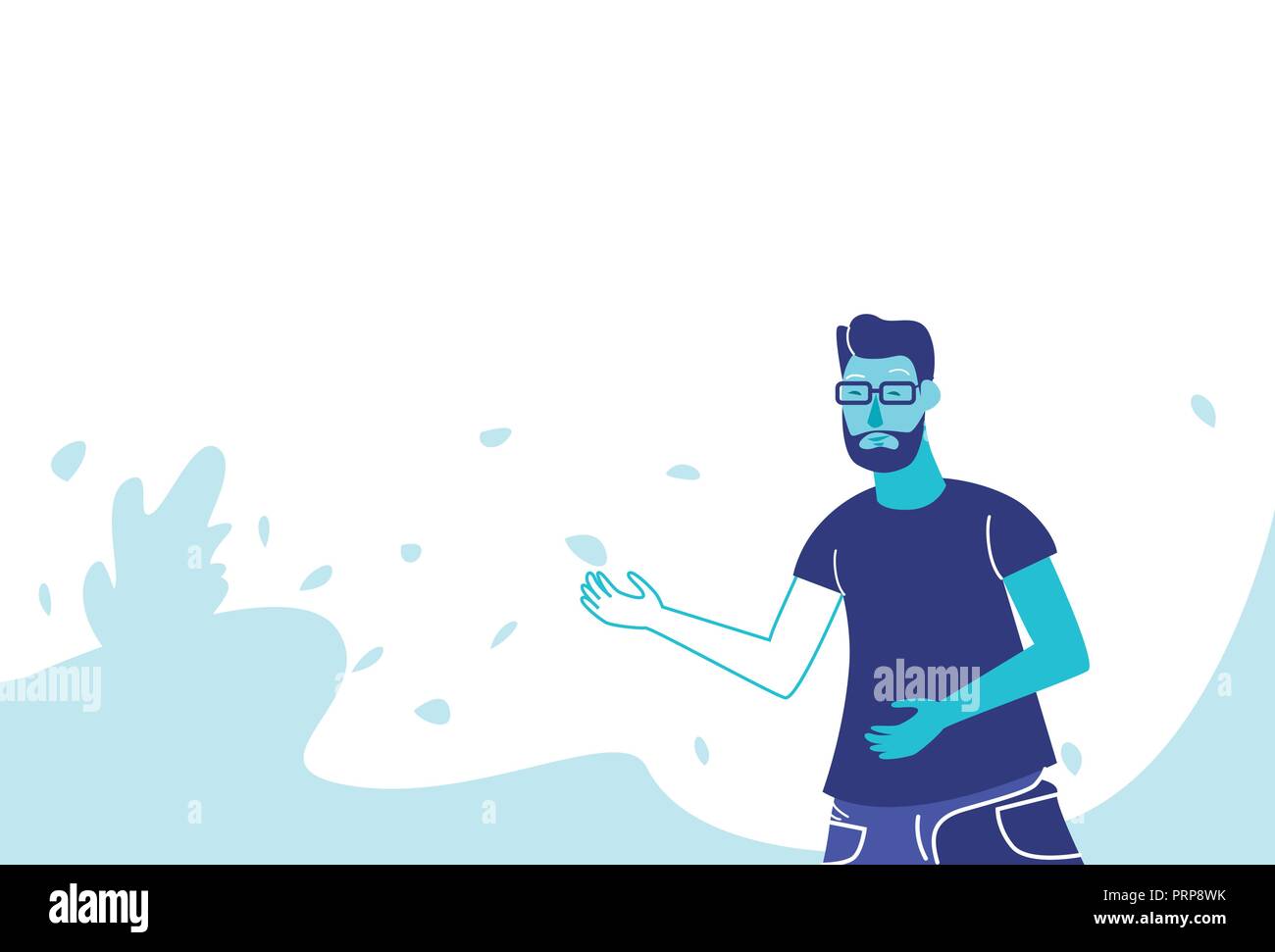 man point hand showing something male cartoon character portrait ...