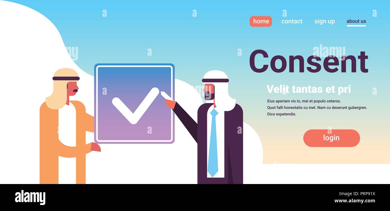 arabic business people agreement green consent form arab men ...