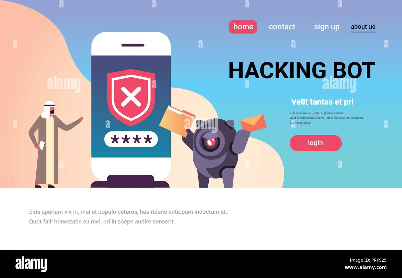 arabic man incorrect password hacking bot smartphone verification ...