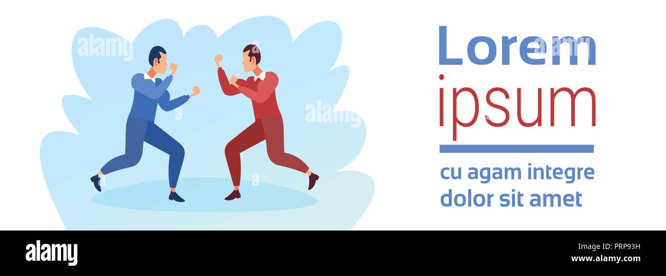 two businessmen fighting battle business competition concept men ...