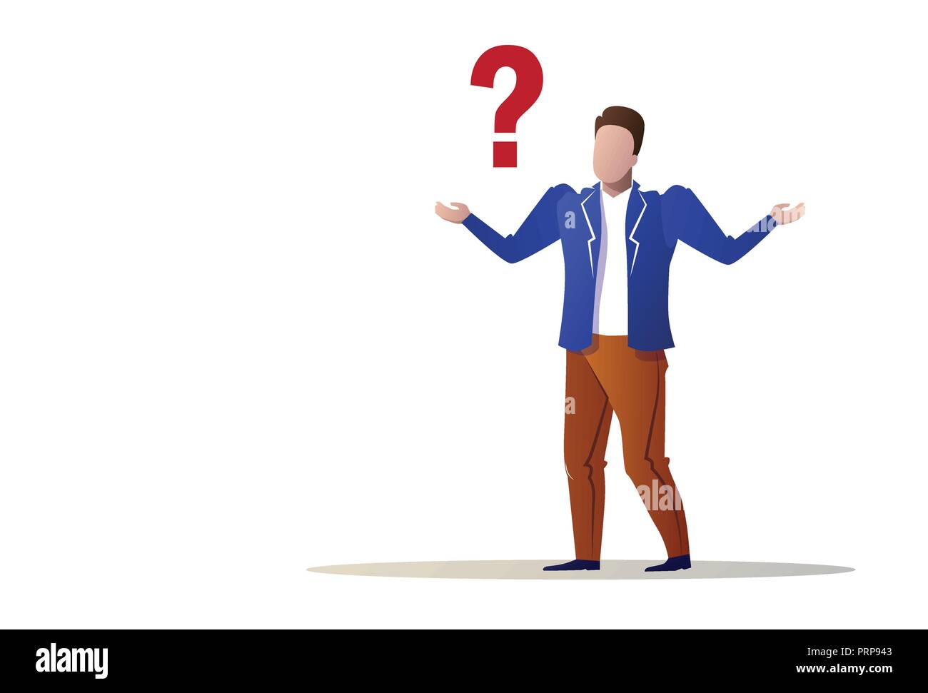 confused businessman question mark concept trouble problem stress business man isolated flat ...