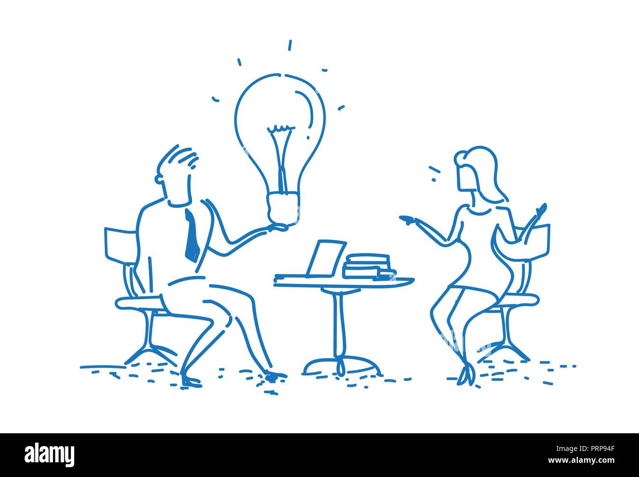 businessman giving light lamp innovation idea woman creative ...