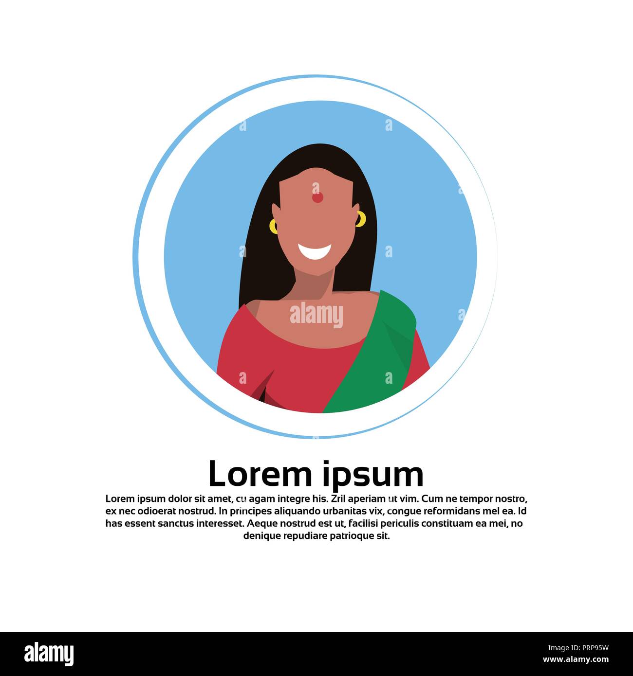 indian woman bindi face avatar traditional clothes female cartoon ...