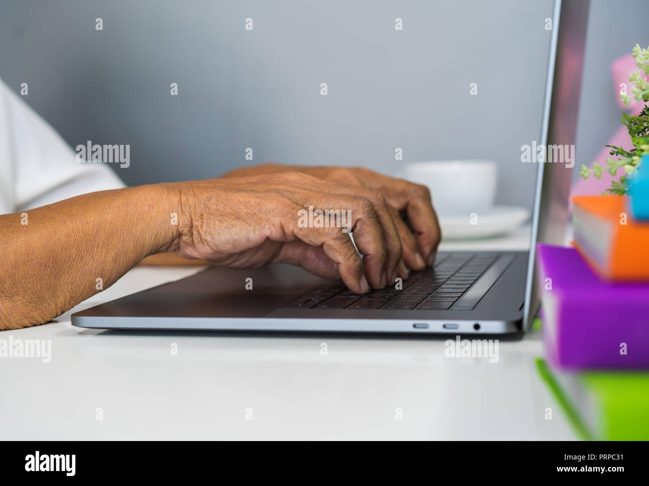 old female hands typing on the laptop keyboard Stock Photo - Alamy