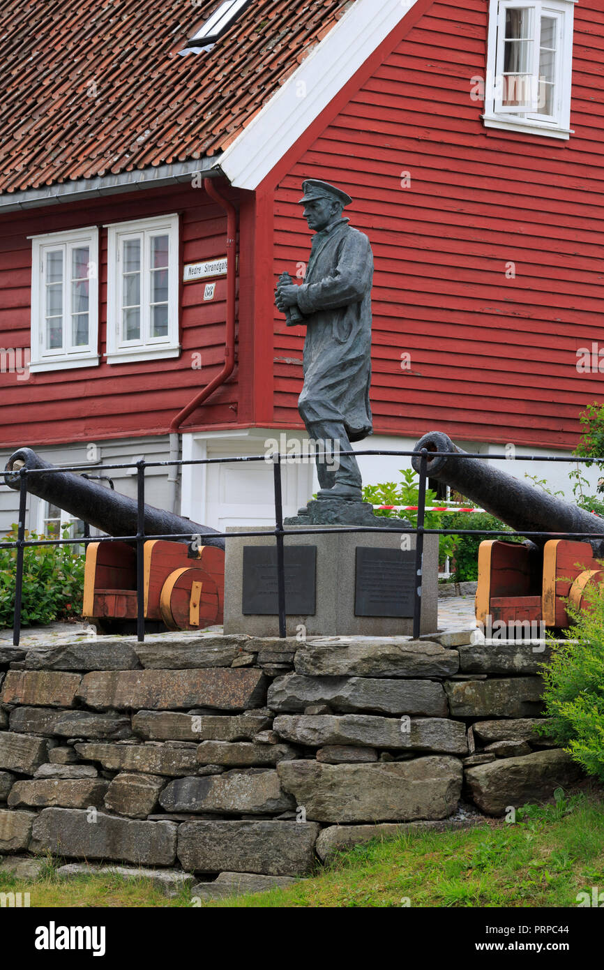 Admiral Thore Horve statue, Gamle (Old Town) District, Stavanger City ...
